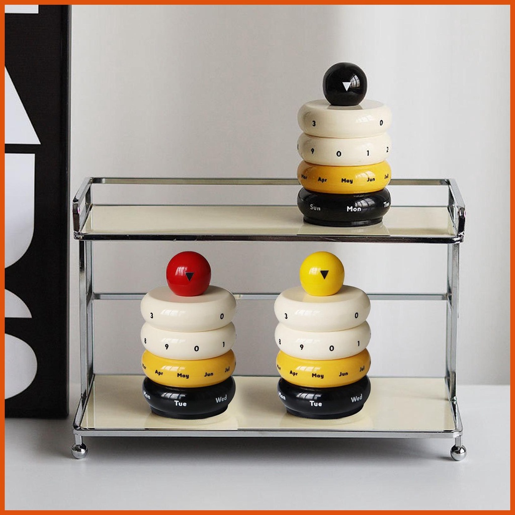 Cute Desk Calendar Reusable Rotary Resin Calendar Creative Rotatable ...