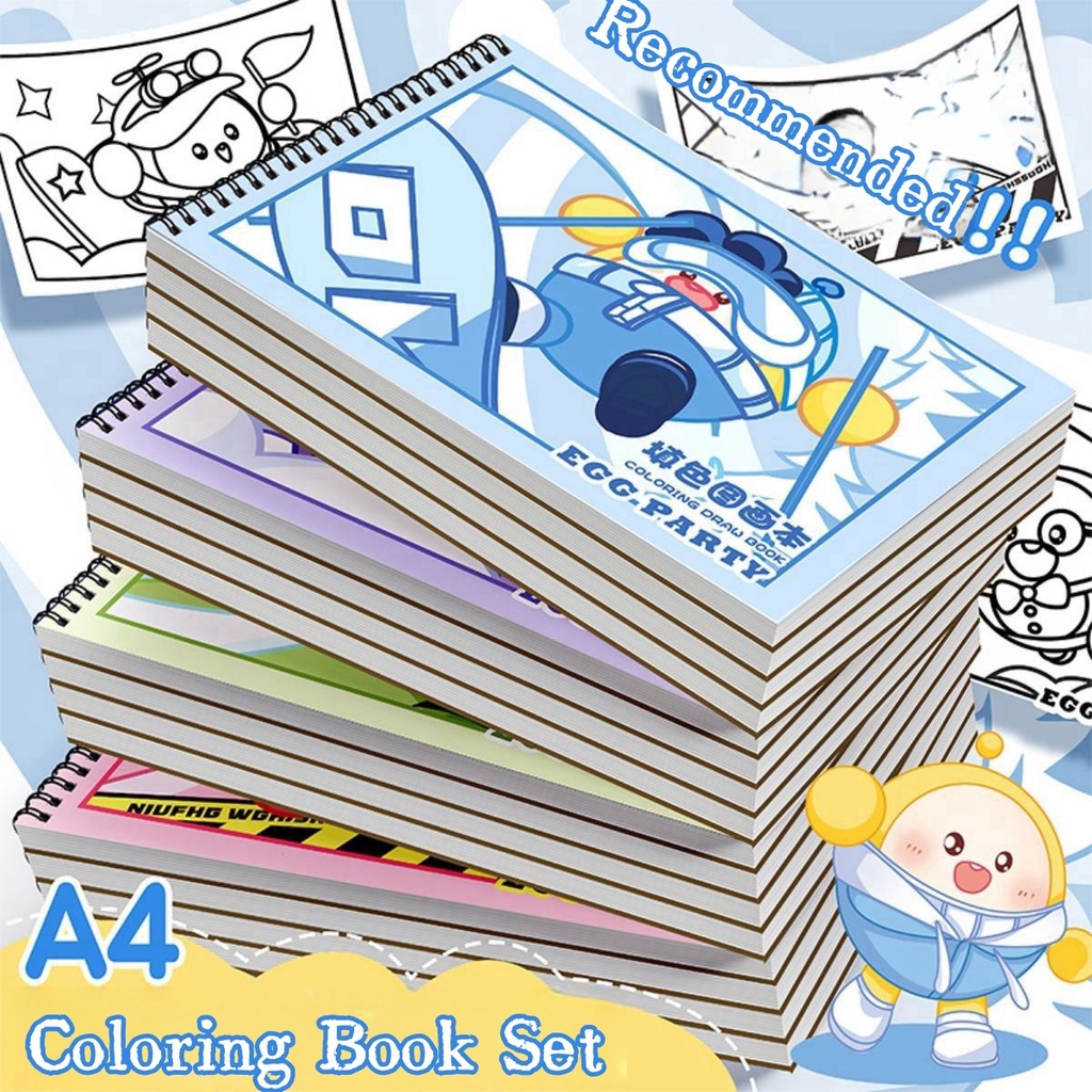 50Sheets A4 Cartoon Coloring Books Set Sketchbook Blank Drawing Paper ...