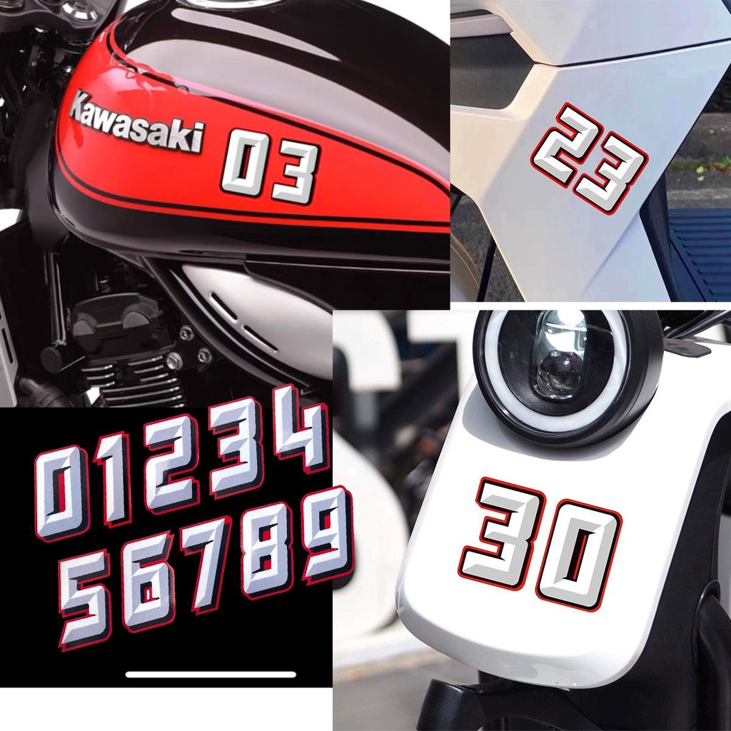 Racing Number Premium Weatherproof Decal Sticker Motorcycle Number ...