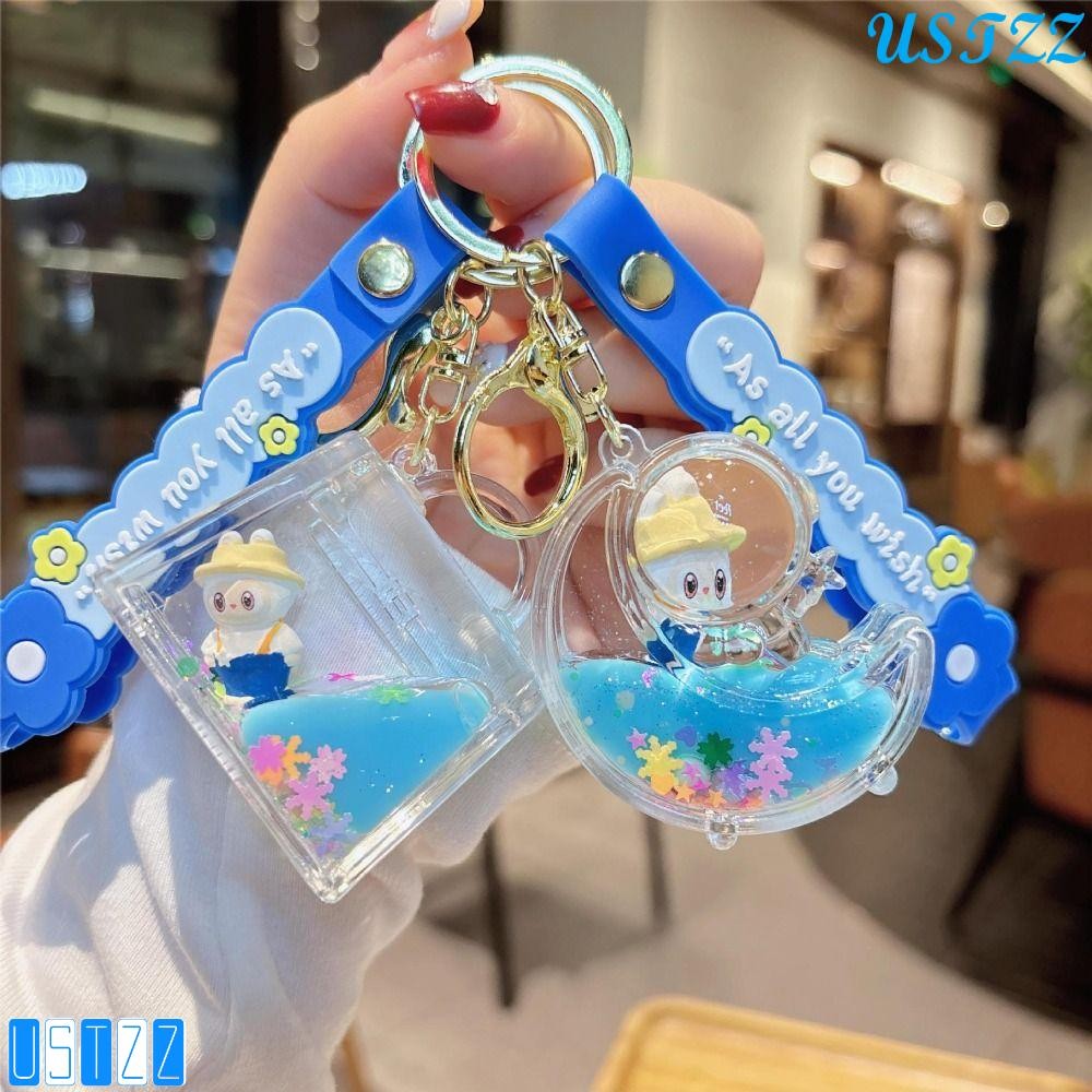 USTZZ Labubu Quicksand Keychain, Kawaii Mini Quicksand Bottle Keychain ...