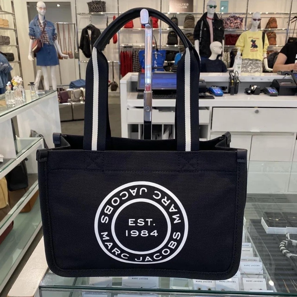 AUTHENTIC MARC J MJ Signet Canvas Medium Tote Bag Black | Shopee ...