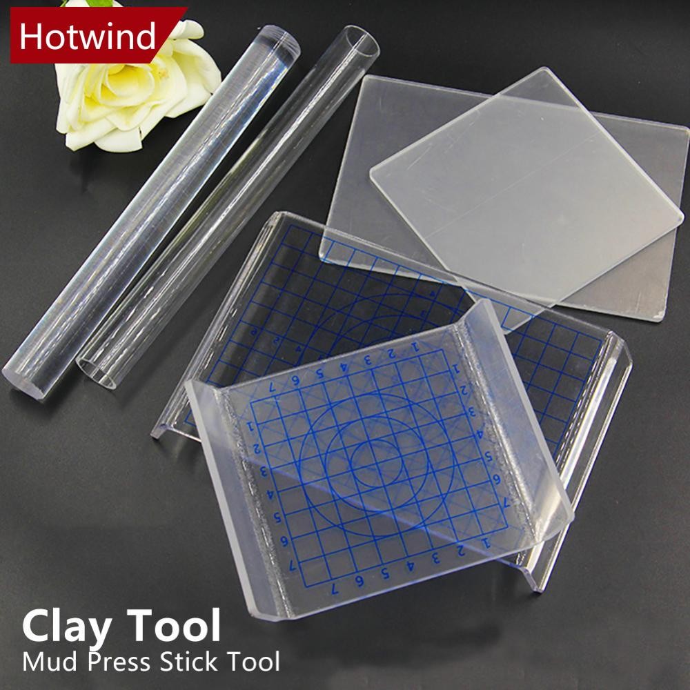 HOTWIND Clay Modeling Tool Mud Pressing Plate Transparent Acrylic Round ...