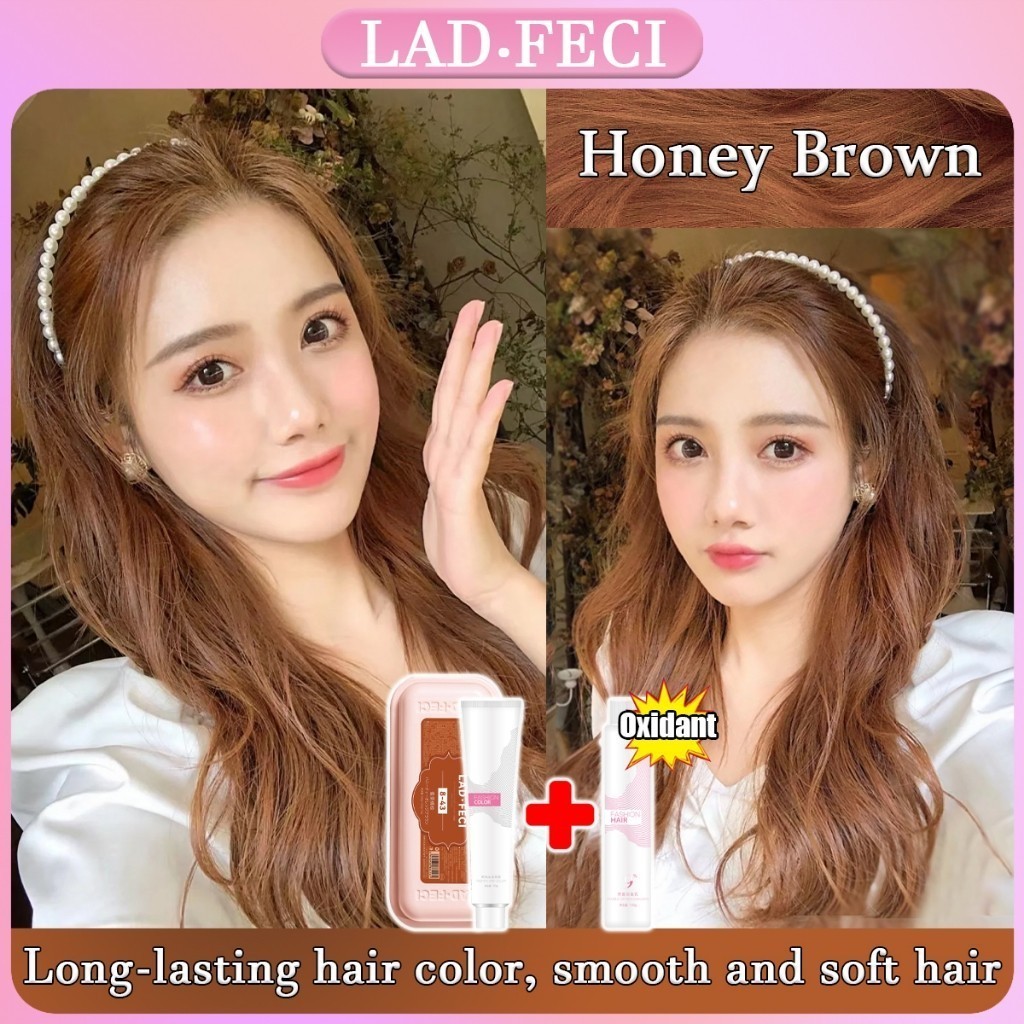 LAD Color Permanent Honey Brown(100ml Hair Dye+100ml Oxidizer) WOMEN ...