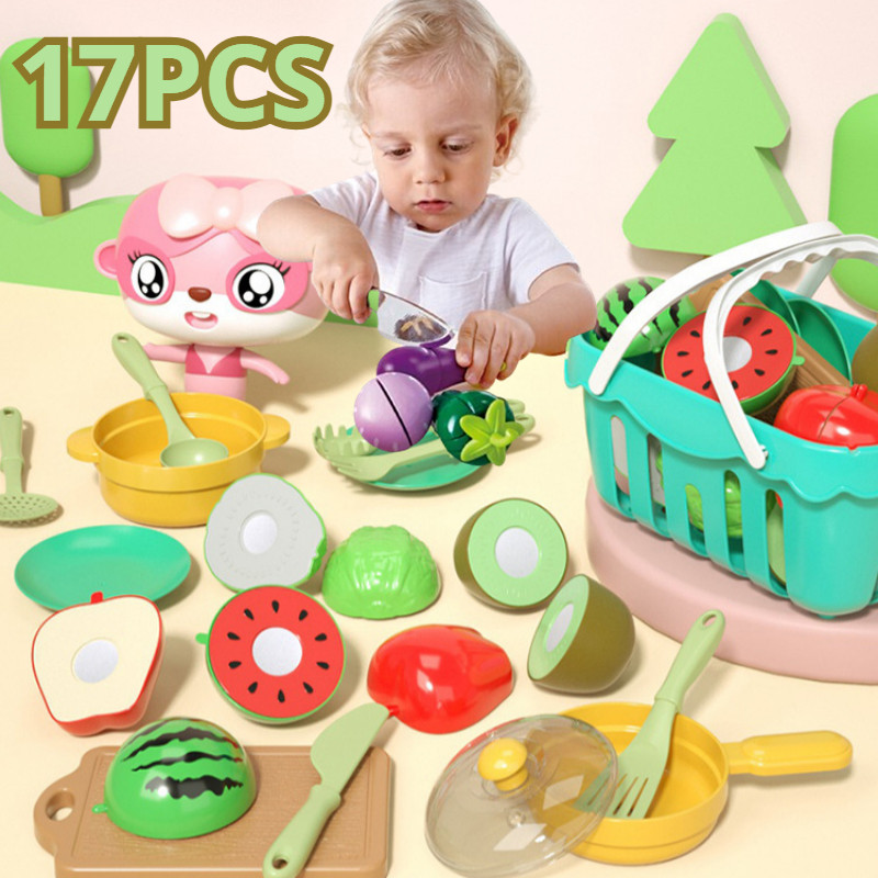 Kids Cut Fruits Vegetable Simulated Toys Role Play House Kitchen Food ...