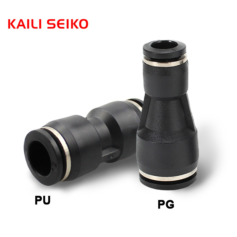 Black PBT plastic PU PG Straight Pneumatic Air Connector Push-in Fittings 4-16mm Hose Adapter ...