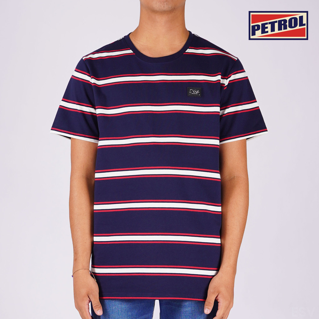 Petrol Men's Basic Tees Slim Fitting Stripe Jersey Fabric 161848 (Navy ...