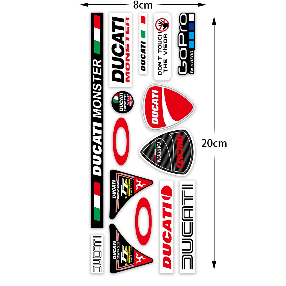 Reflective Motorcycle Stickers Side Strip Bike Helmet Decals for Ducati ...