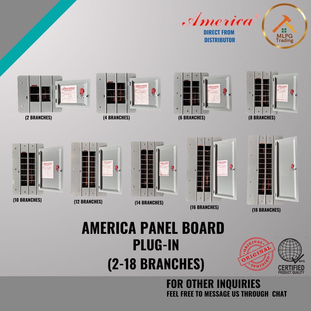 America Panel Board/Box 2 Pole PLUG-IN (16-18 Branches) | Shopee ...