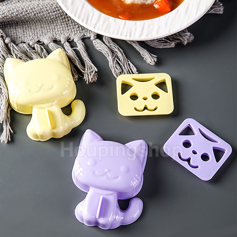 3pc/set Cute Cat Rice Mold DIY Sushi Bento Mould Onigiri Sushi Mold Non ...