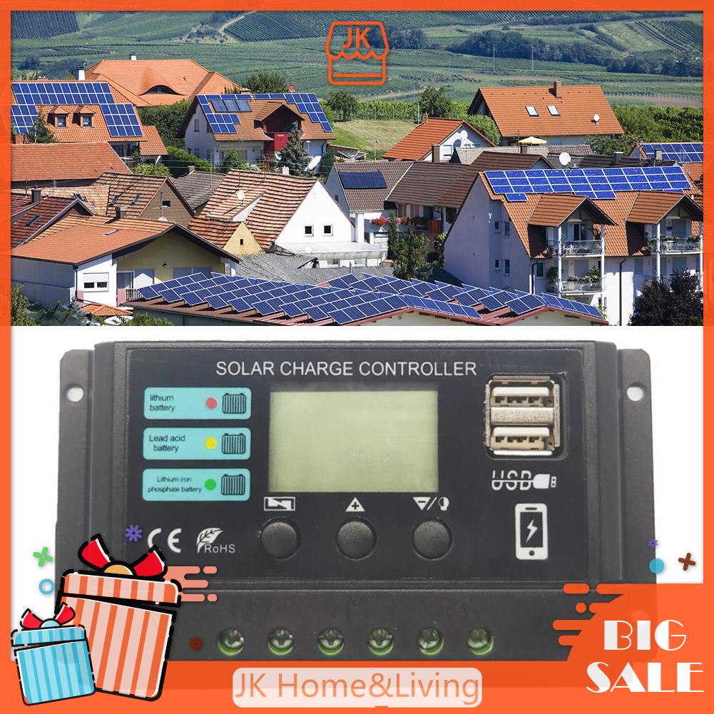 10A/20A/30A Solar Panel Charge Controller Dual USB Port 12V 24V Solar ...