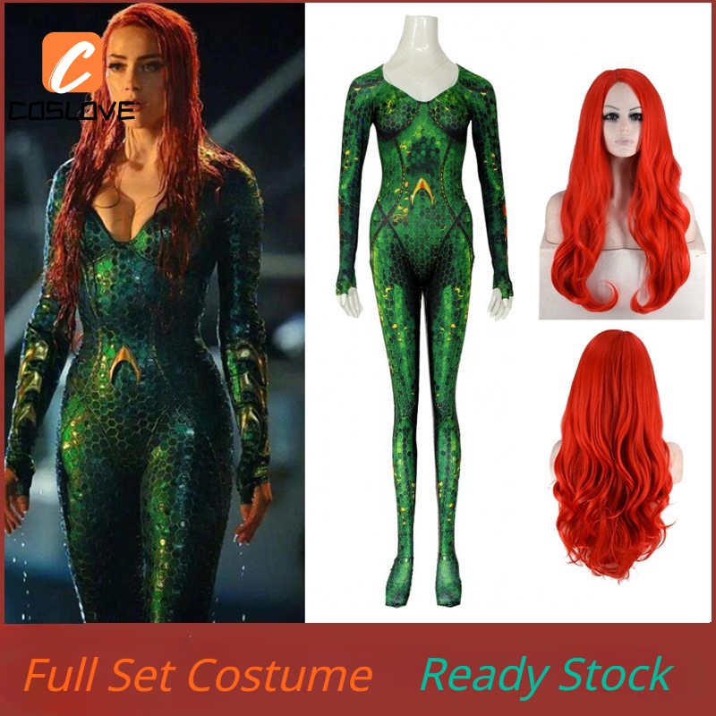 DC Movie Aquaman Mera Queen Cosplay Tight Fitting Zentai Suit Jumpsuit ...