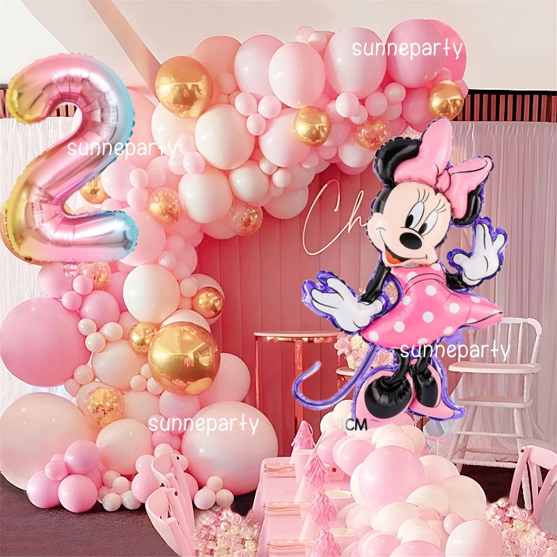 Minnie Mouse Balloon Garland Arch Kit 0-9th 32" Number Balloon Pink ...