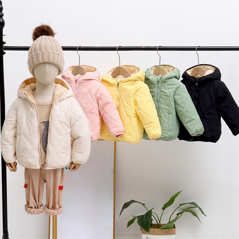 Children's boys and girls cotton clothes light and warm short solid ...