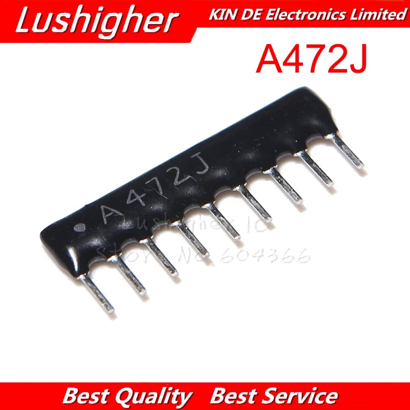 10PCS 10pin Resistor Network Array A10-472JP A10-472J 4.7K Ohm A472J 2 ...
