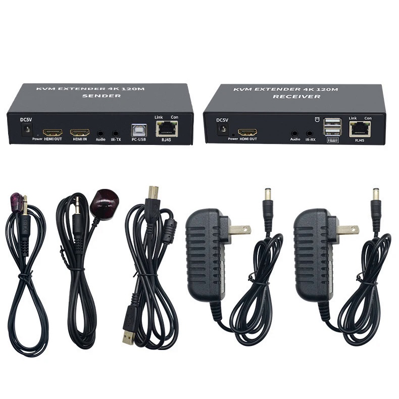 4K HDMI USB KVM Extender 120M over Cat6 KVM Extender HDMI to RJ45 Over ...