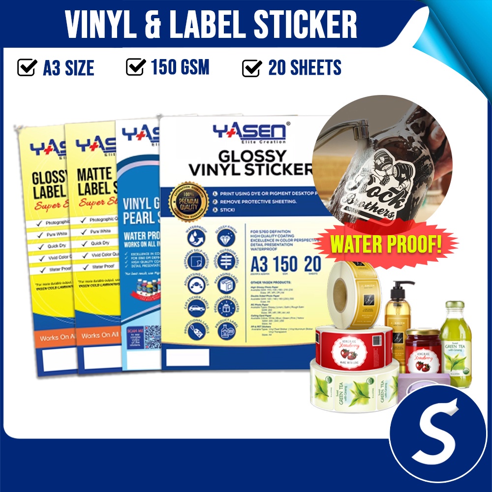 【hot sale】 Yasen Label Sticker Paper A4/A3 Size 150GSM Matte/Glossy ...