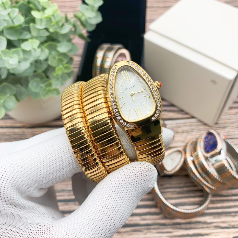 Fashion Women's Watch Snake-Shaped Retro Diamonds Luxury Casual Quartz ...