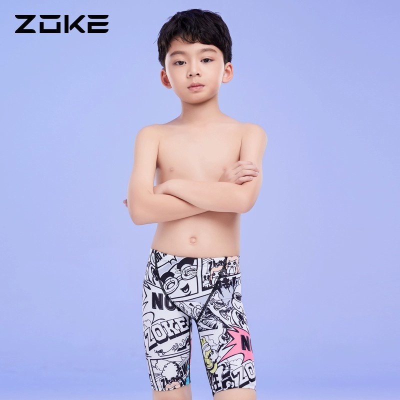 ZOKE Cartoon Cute Kid Training Swimming Trunks High Quality Spandex Boy ...