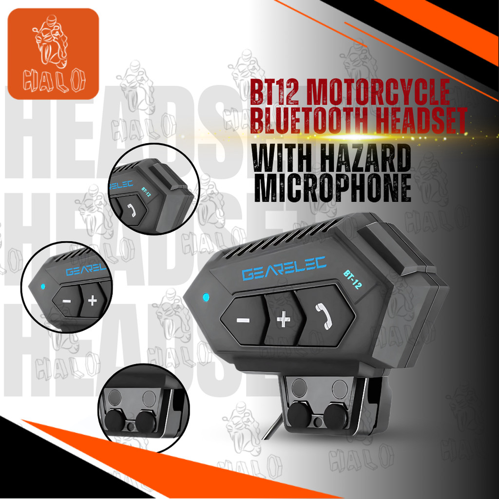 BT12 Motorcycle Helmet Bluetooth Headset Motorbike Wireless Earphones ...