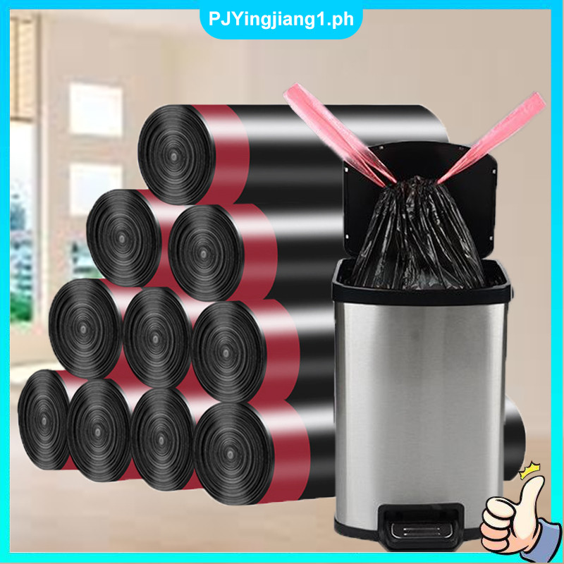 50pcs/Roll Black Drawstring Garbage Bags Household Disposable Plastic ...