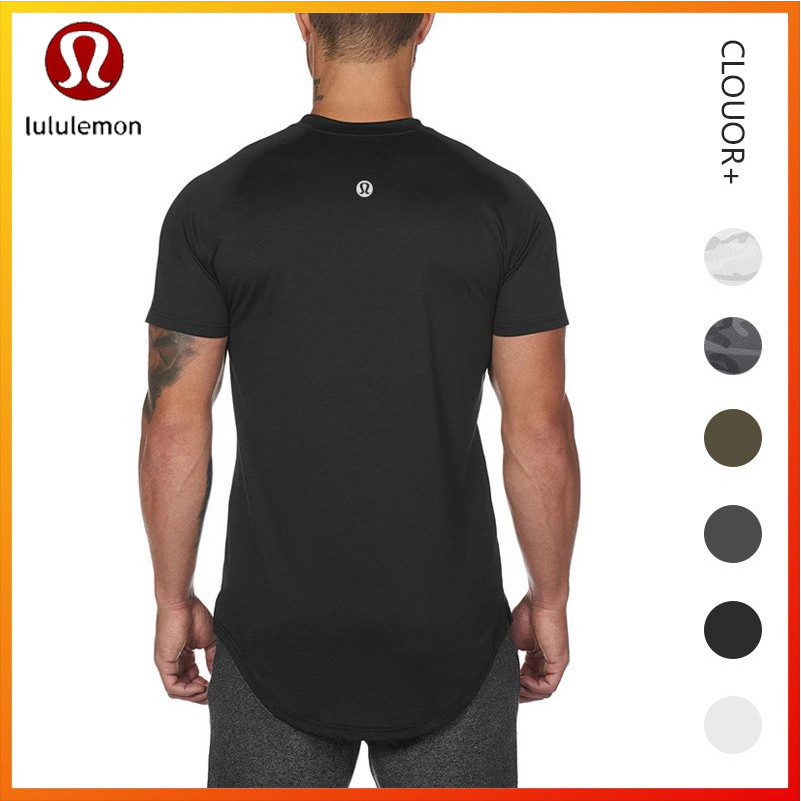Lululemon Solid Colour Fitness Short Sleeve T-Shirt Men Mesh Breathable ...