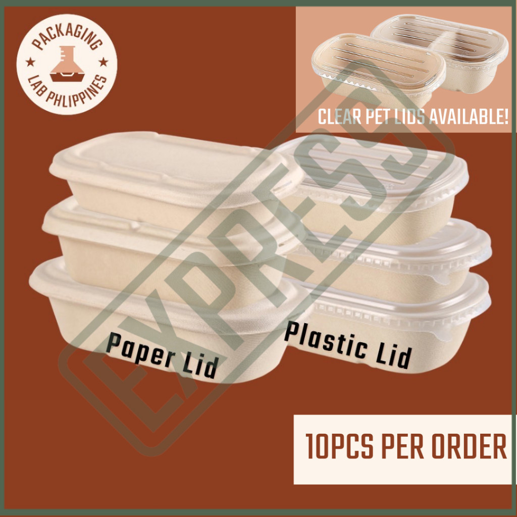 [10Pcs]Oval Sugarcane Bagasse Boxes Biodegradable Eco-Friendly ...