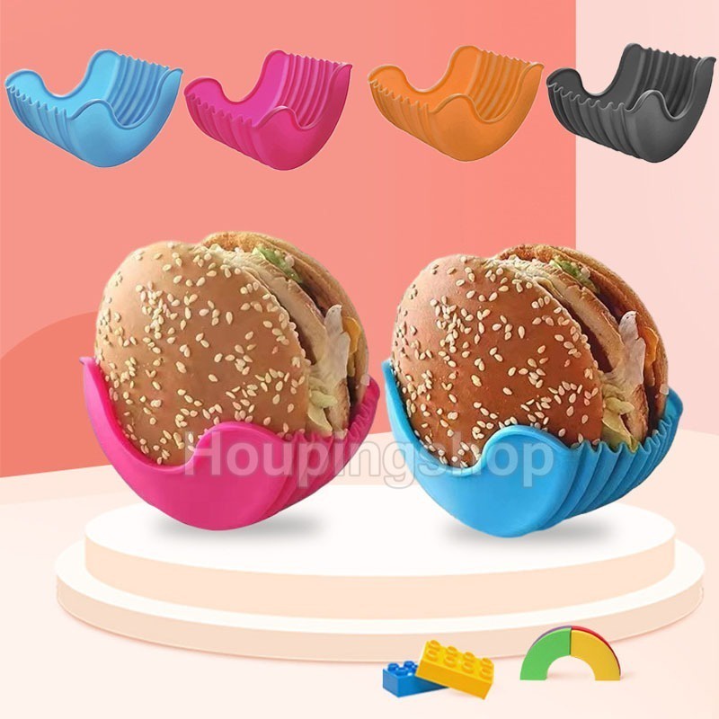 Burger Holder Reusable Anti-dirty Hands Silicone Burger Handle Clipper ...
