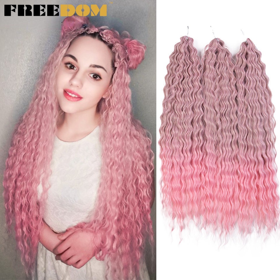 FREEDOM Synthetic 22Inch Twist Crochet Hair Braid Hair Blonde Pink Deep ...