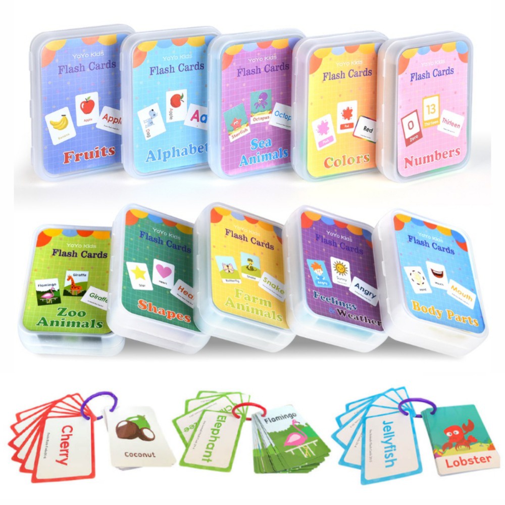 Baby Montessori Learn English Word Card Toddler Flashcards Educational ...