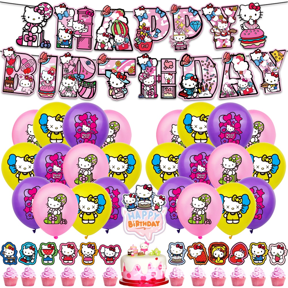 Sanrio Hello Kitty themed children's birthday party decorations cartoon ...