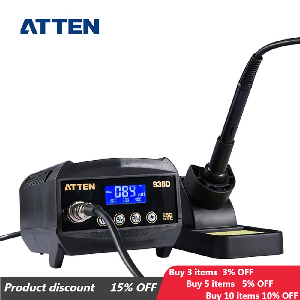 Original New 220V 60W ATTEN AT938D ESD Digital Soldering Iron Station ...