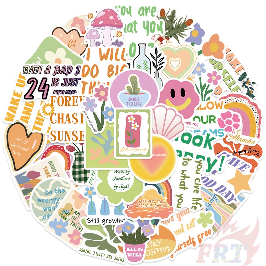 100Pcs/Set Danish Pastel . Positive Slang Series B Stickers Waterproof ...