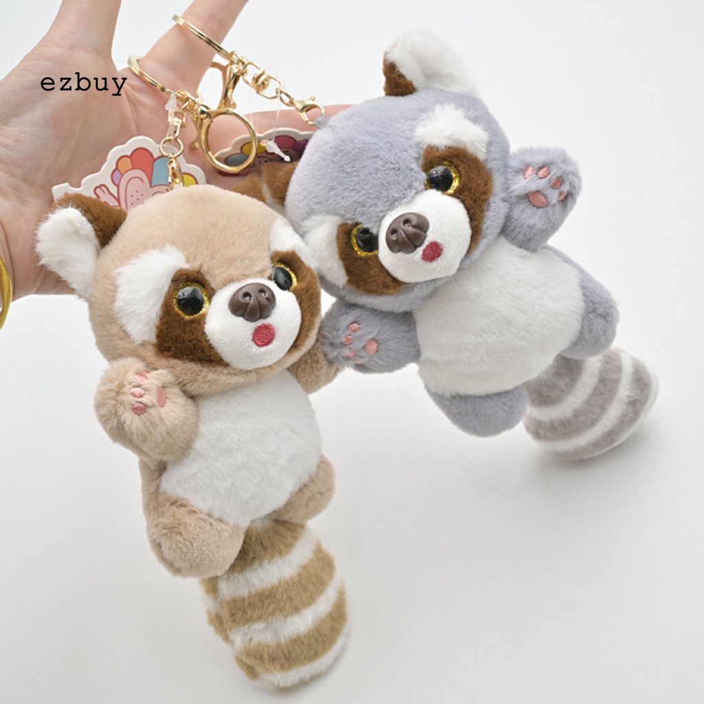 [EY] Raccoon Plush Toy Adorable Raccoon Keychain with 3d Eyes and Long ...