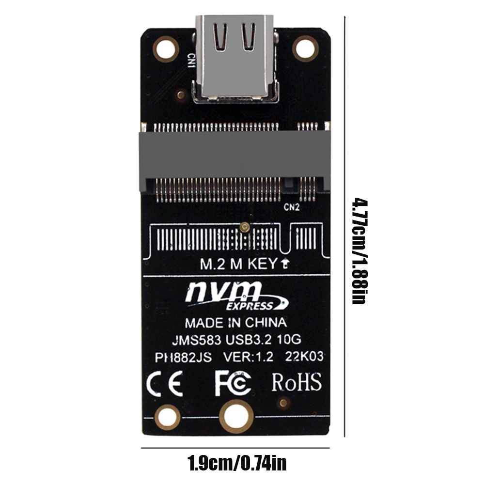 NVME M.2 To Type-C SSD Enclosure Adapter Card 10Gbps Support 2230 2242 ...