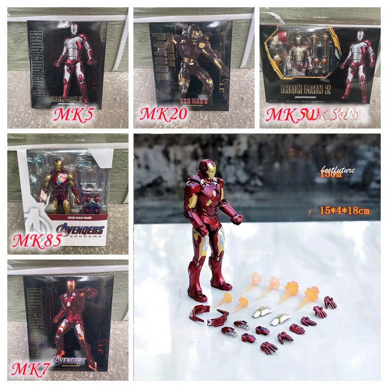 Marvel Shf Iron Man 4 MK85 MK50 MK7 MK20 MK5 Articulado Action Figure Model Doll | Shopee ...