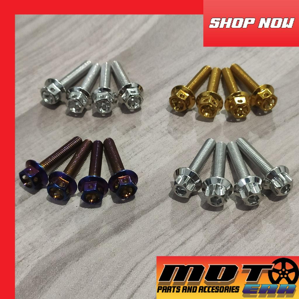 4 PCS SET HENG STAINLESS 5X25 MM VISOR BOLTS FOR NMAX / PCX / AEROX ...