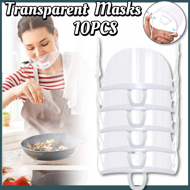 10PCS Kitchen Masks Chef Mask Transparent Face Mask Reusable ...