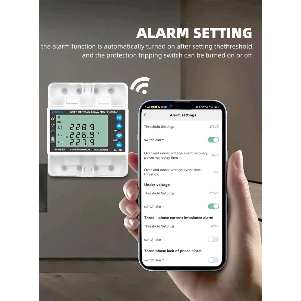 3 phase 380V Tuya WIFI Smart Bidirectional Energy Meter Over Under ...