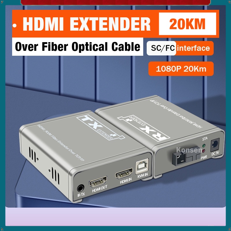 20Km HDMI KVM Fiber Extender HDMI With USB2.0 Over SC/FC port Fiber ...