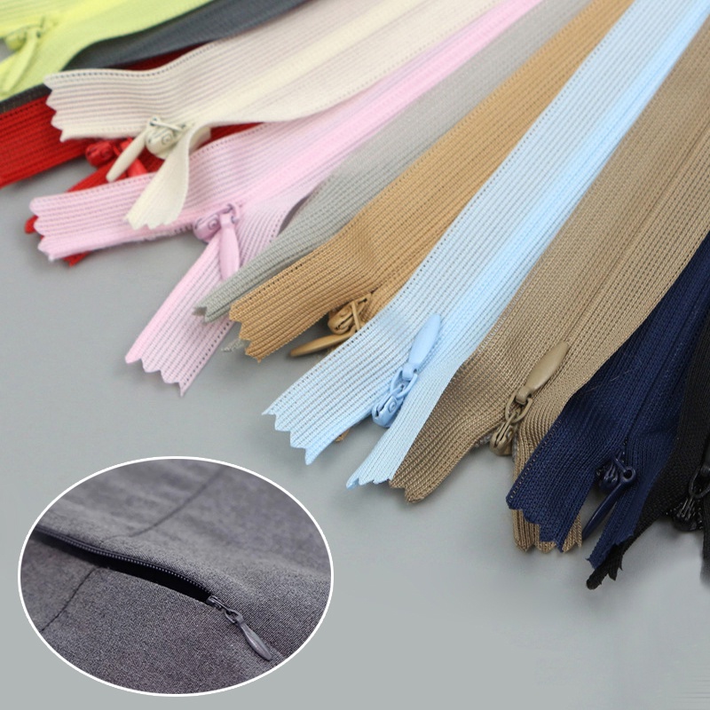 10 Pieces Long Invisible Zippers 3# 18/25/30/40/50/60cm Nylon Coil ...