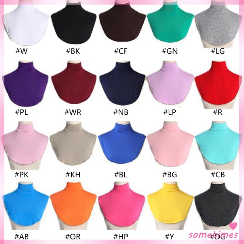 Time Women Muslim Turtleneck Fake Collar Hijab Extensions Solid Neck ...