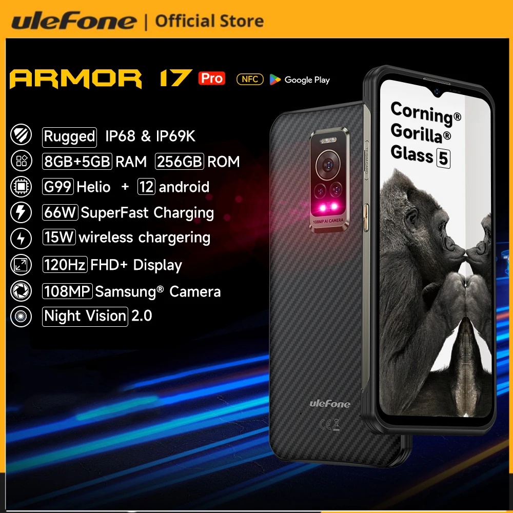 Ulefone Armor 17 Pro Rugged Smartphone Night Vision 8+256GB Helio G99 ...