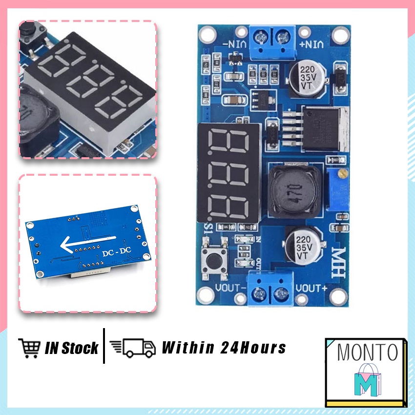 3A 4-40V Adjustable Step-Down Module LM2596 DC-DC Buck Step Down Converter With Digital Display ...