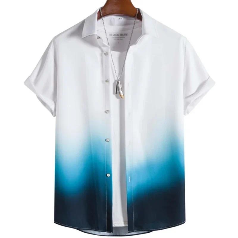 Hawaiian Men'S Shirt 3d Gradient Printing Loose Oversized Shirts And ...