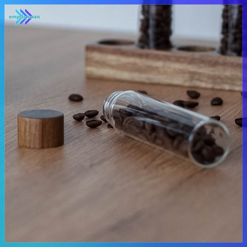 EPMN> Coffee Bean Glass Tube With Wood Tool Bottled Tubes Grain Storage ...
