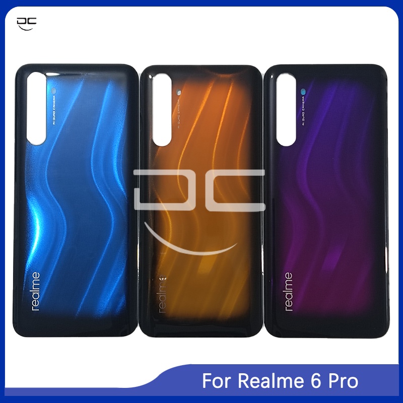 For Realme 6 Pro Back battery Cover Door Housing case Rear Glass Repair ...