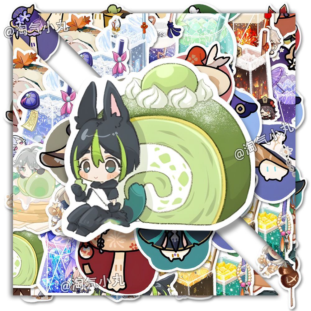 128 Pieces of Genshin Impact Food Stickers Xiangling Xiao Ganyu Fischl ...