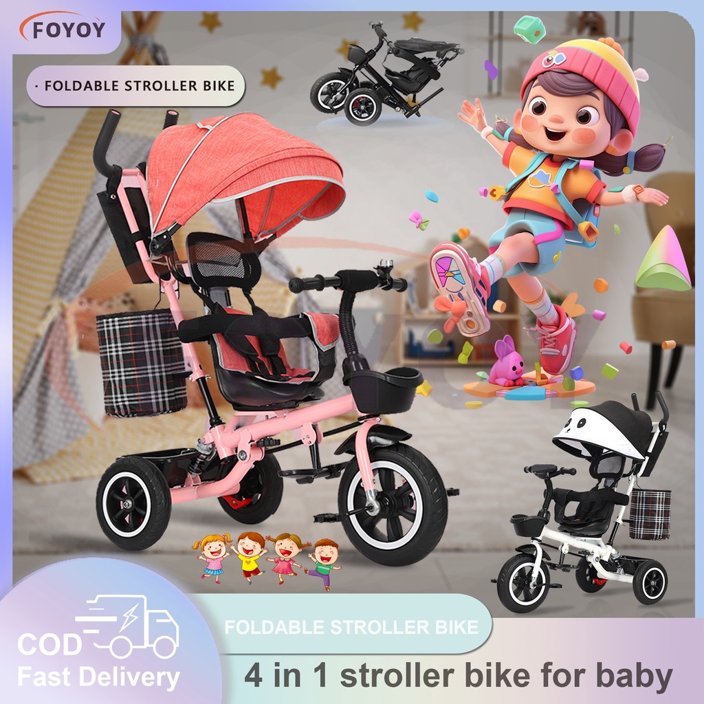 Foyoy 4 In1 Stroller Bike for Baby 3 Wheels Trolley Bike with Rotating ...