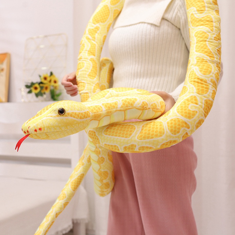 Simulation Golden Burmese Python Plush Toy Lifelike Soft Stuffed Scary ...