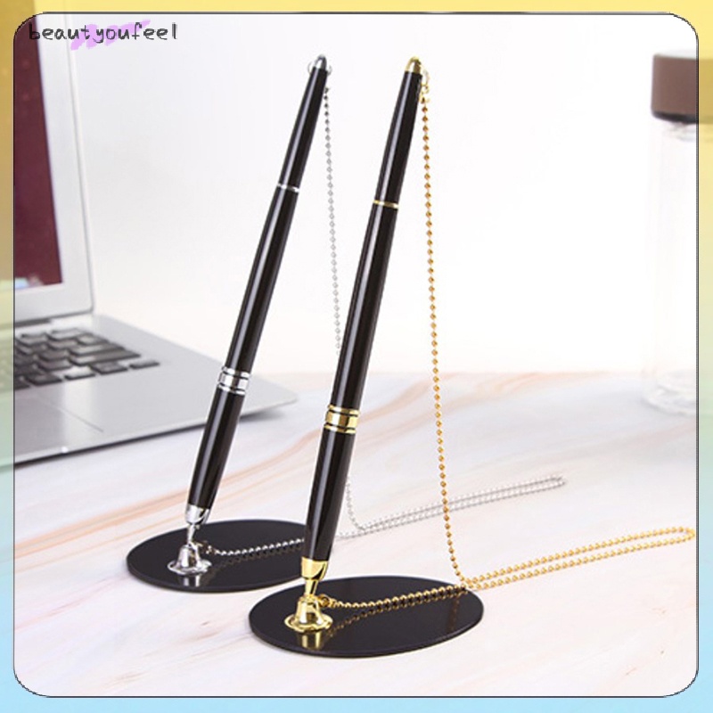Beautyoufeel Sticky Desk Pens with Chain Fixed Bank Counter Pen Metal ...